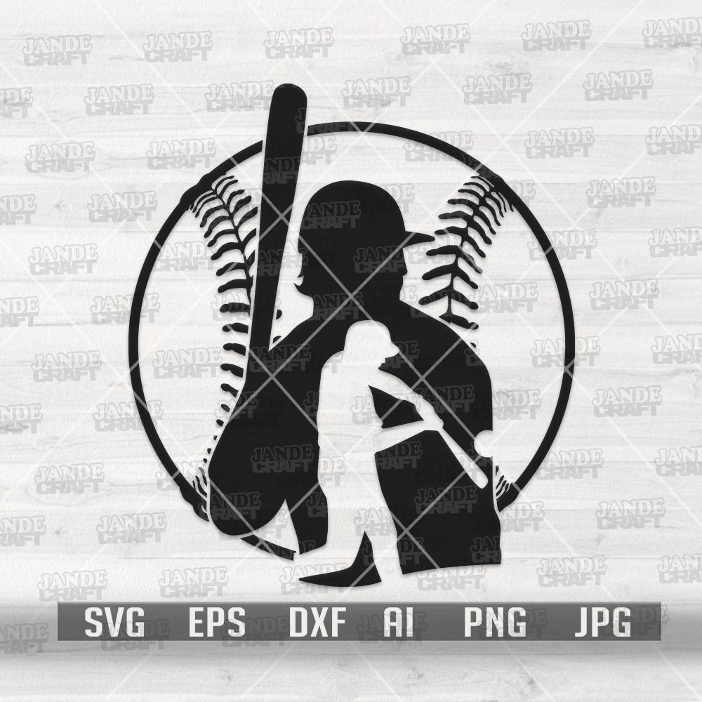 Baseball Player Svg Sports Dad Clipart Batter Son Clipart | Etsy