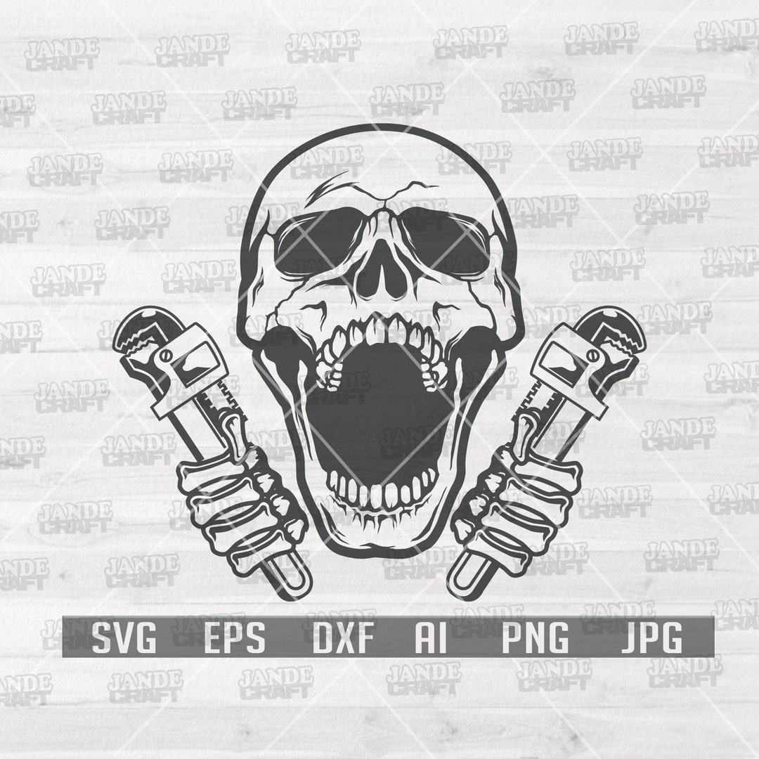 Plumber Skull Svg Pipe Fitter Clipart Plumbing Service Monogram Plumber ...