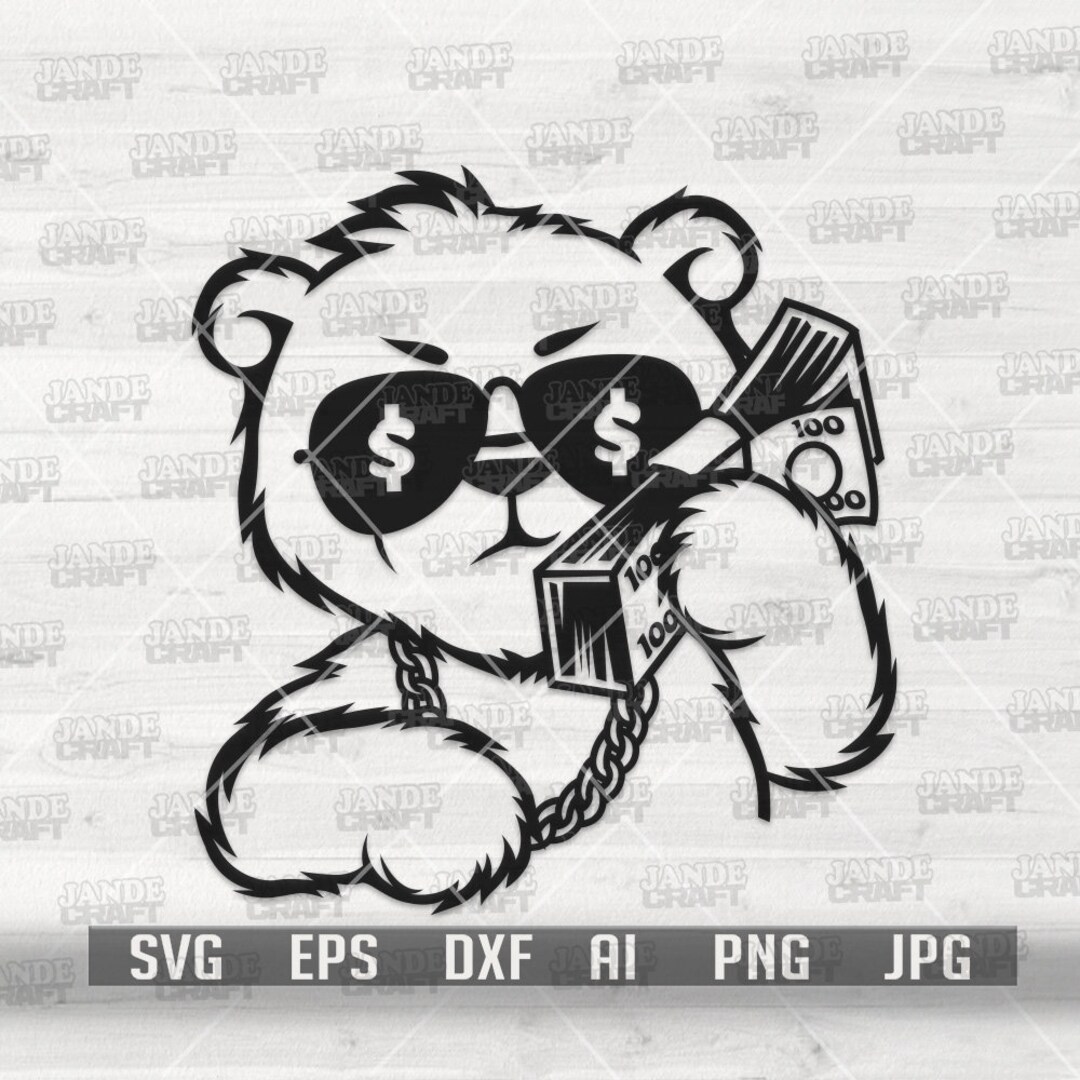 Gangster Teddy Geldschein svg | Cooles Kid Hipster Bär Clipart ...