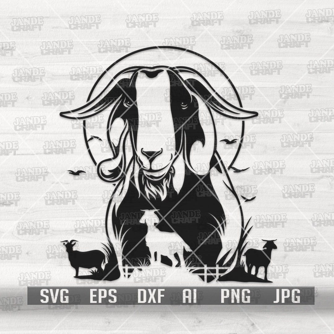 Farm Goat Scene Svg | Farm Goat Clipart | Goat Cutfile | Farm Animal ...