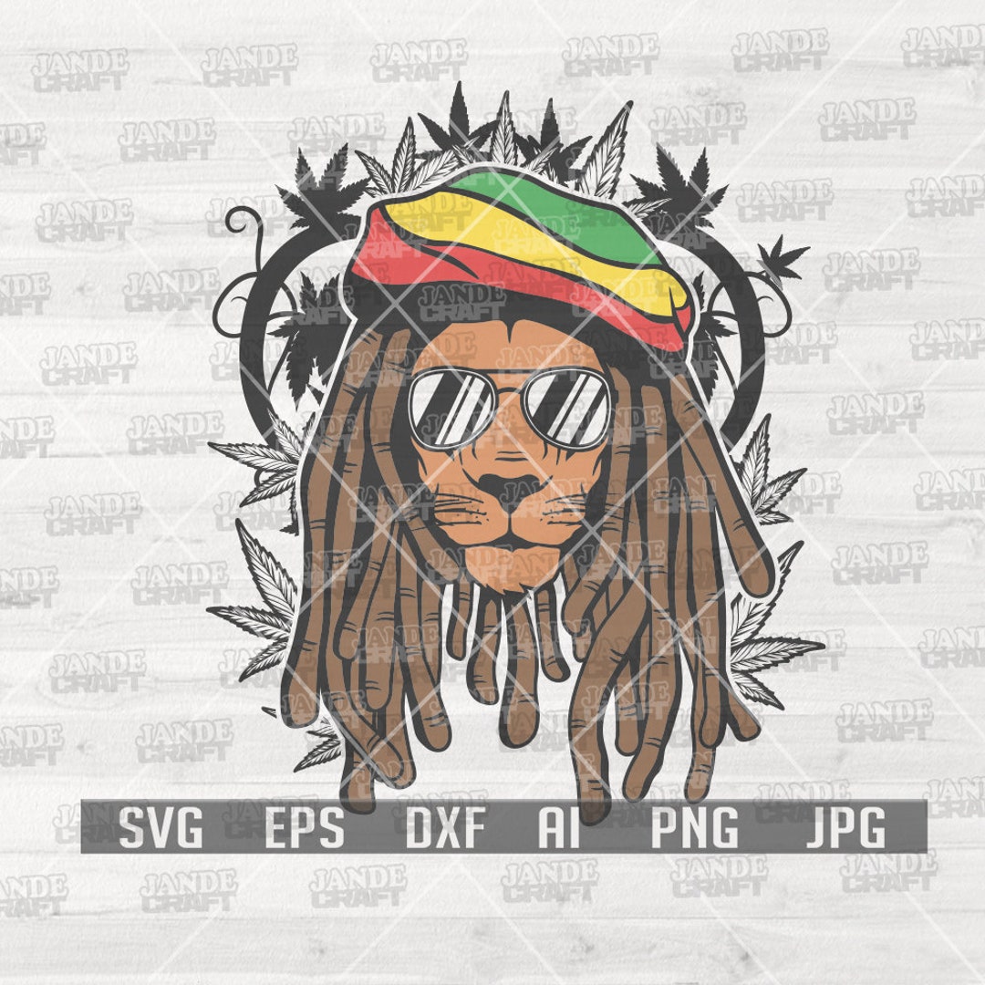 Rasta Lion Svg Weed High Animl Cutfile Stoned Wild Dxf Cannabis Cutfile ...