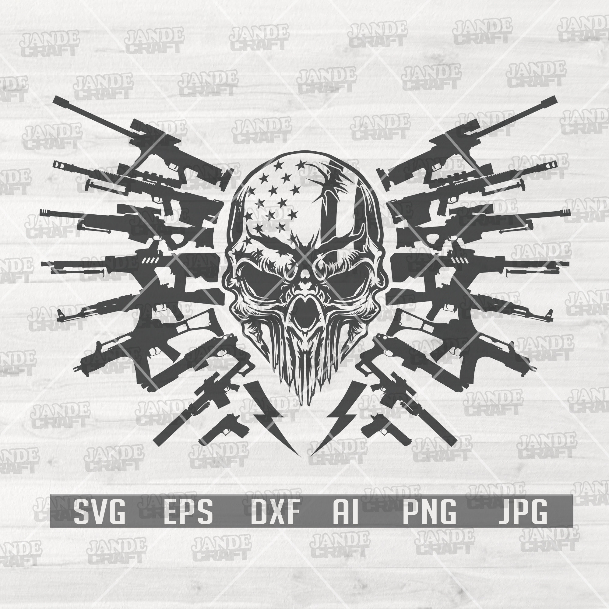 Guns and Skull Patriotic Svg Guns Svg Skull Svg | Etsy Australia