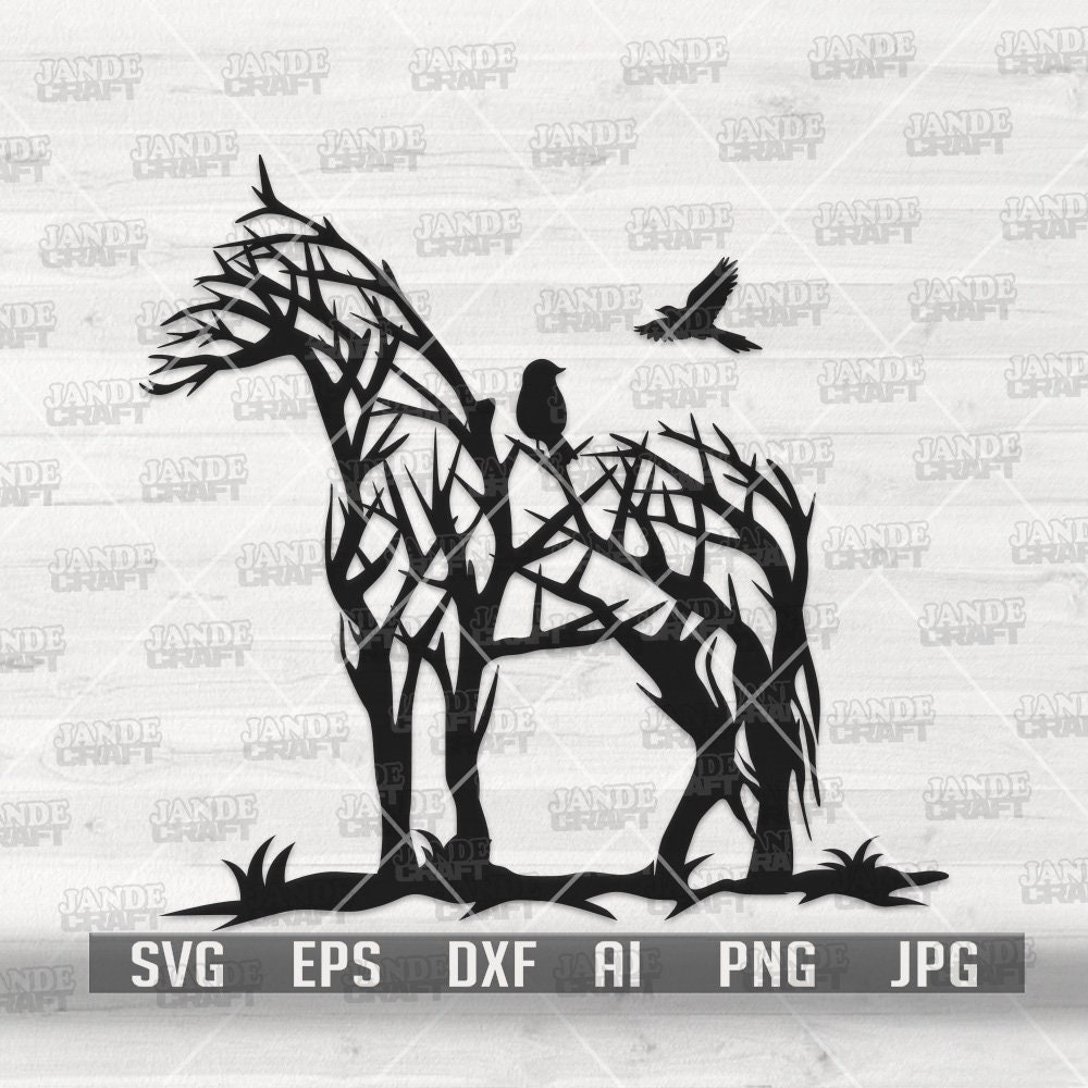 Horse Wall Art Tree Branches Svg Barn Animal Clipart Ranch - Etsy