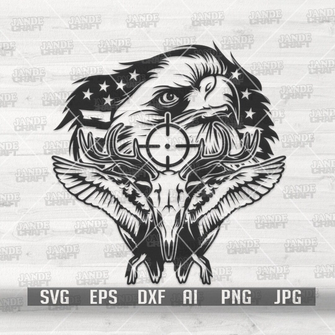 US Eagle Dear Duck Hunting Svg | Hunter Dad Clipart | Waterfowl Stencil ...