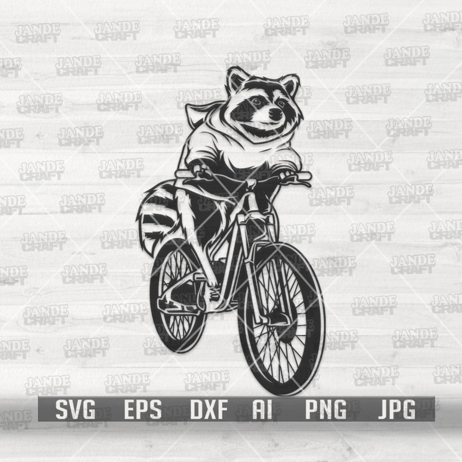 Raccoon on Bike Svg | Sports Animal Clipart | Trash Panda Stencil ...