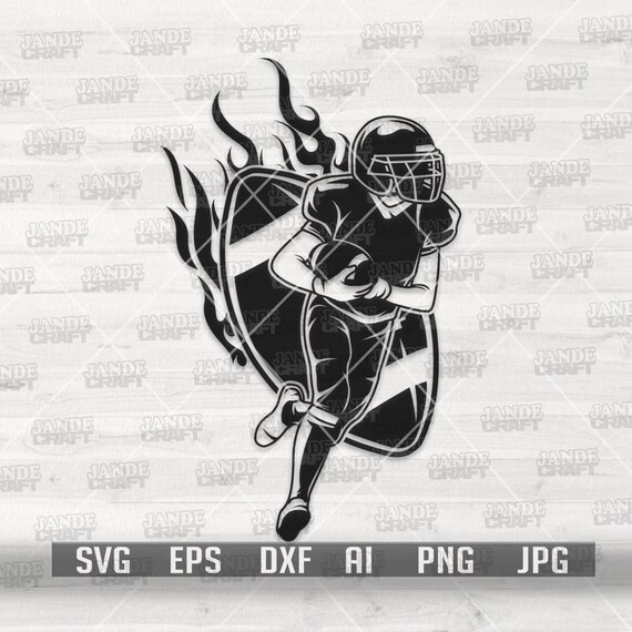 Football Player SVG Cut File Flaming Football Shirt Clipart | Etsy
