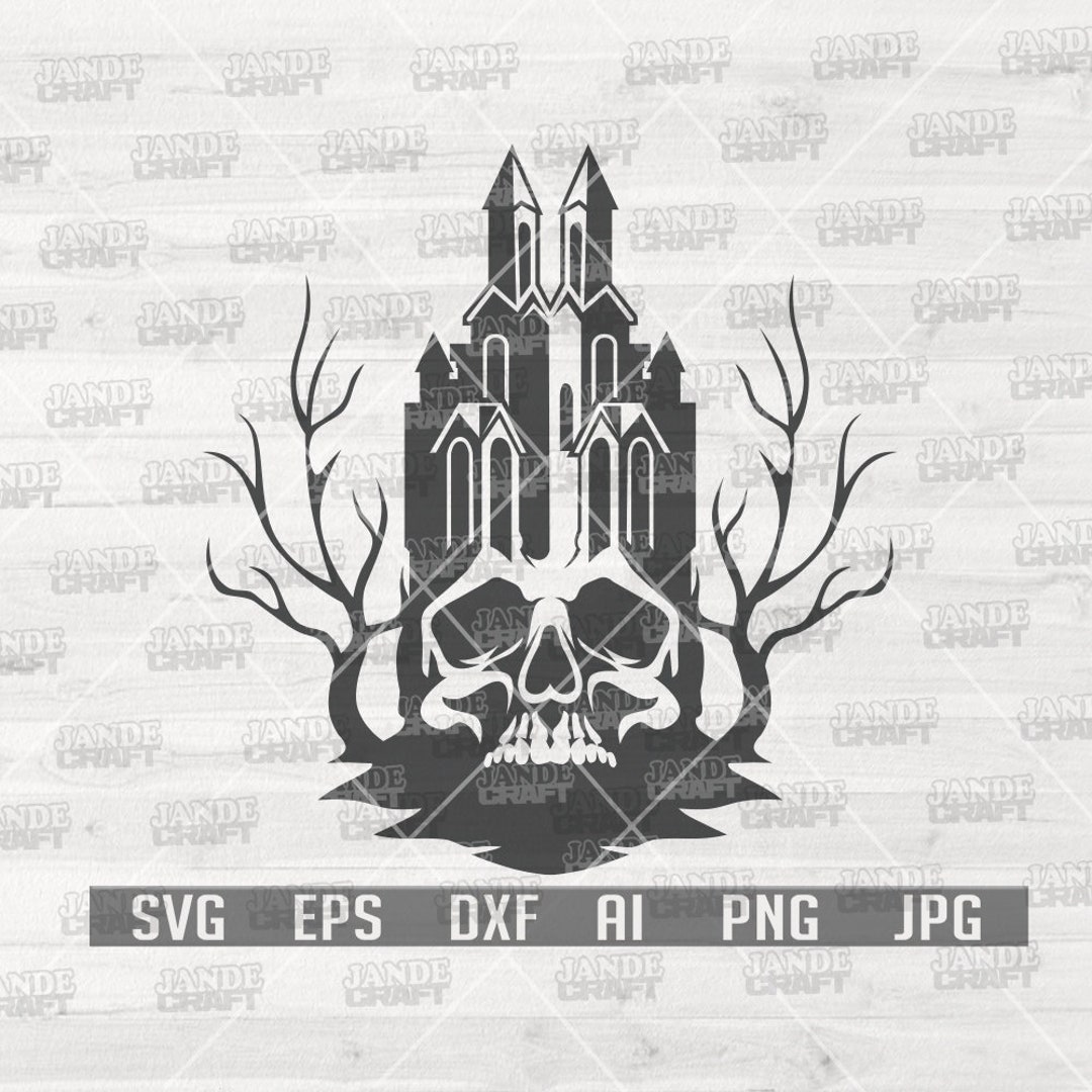 Horror Castle Skull Svg | Horror Svg | Hunted House Svg | Spooky Svg ...