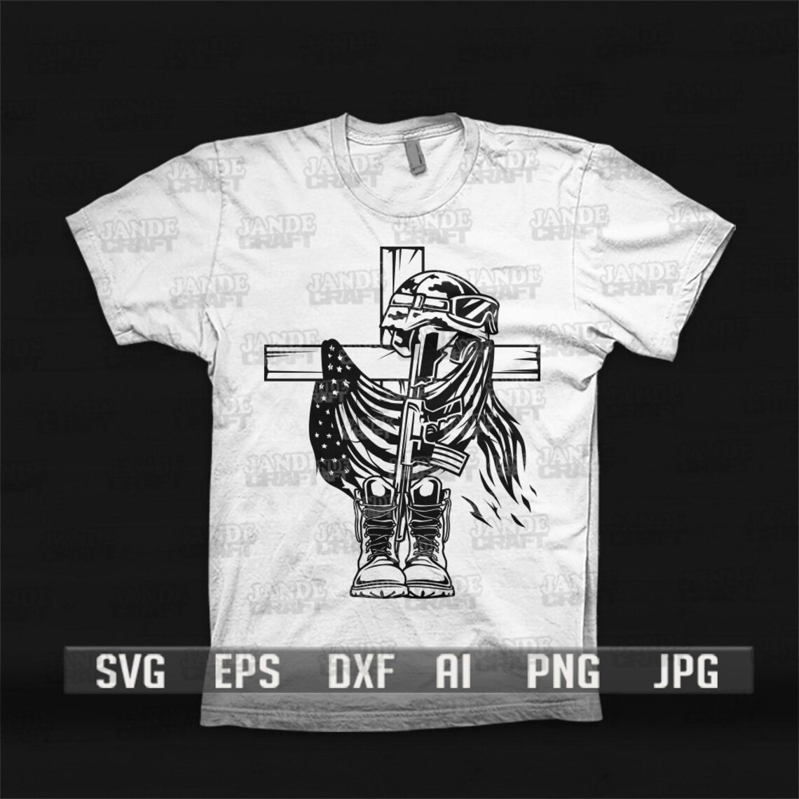 USA Veteran Memorial Cross Svg | Military Combat Gear Clipart | US ...