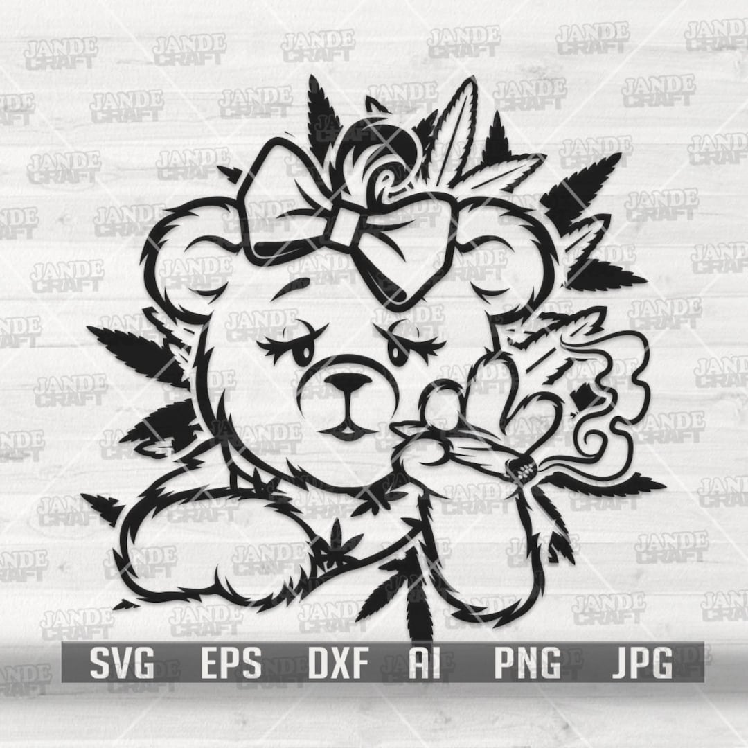 Female Teddy the Stoner Smoking Weed Svg | High Teddy Bear Clipart ...
