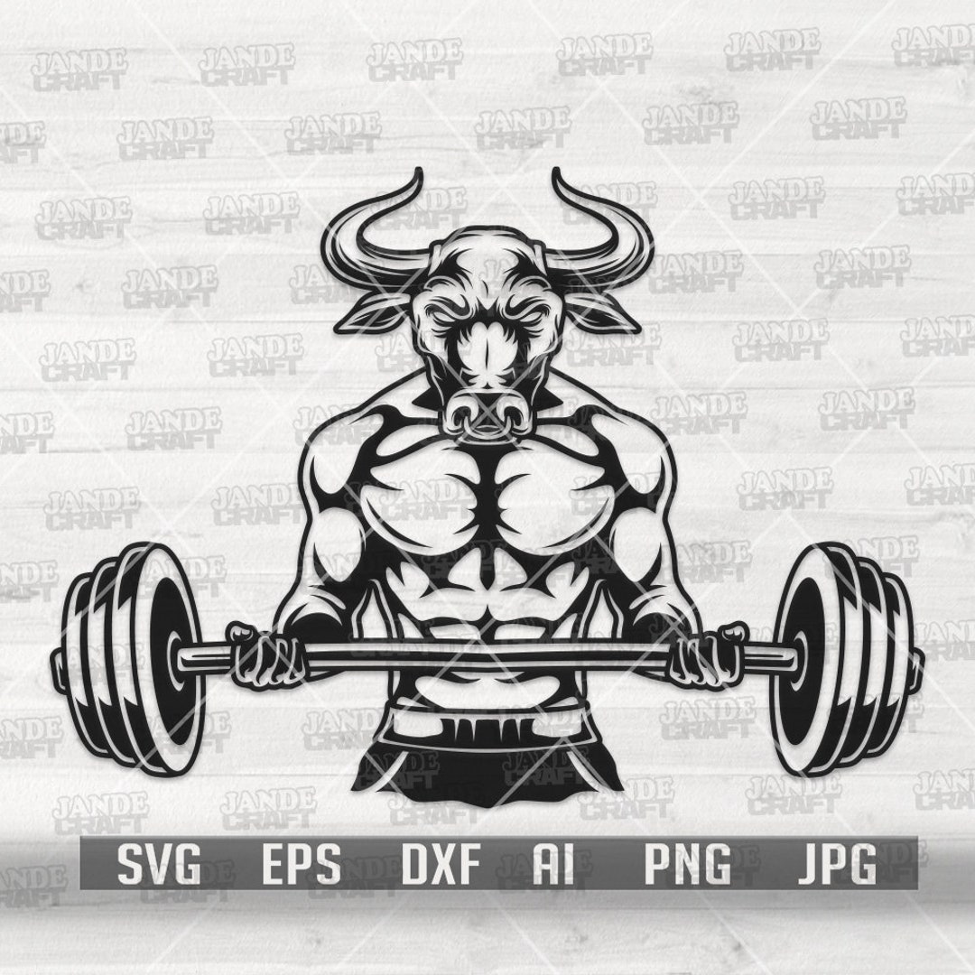Bull Body Builder Svg | Weight Lifter Clipart | Muscle Man Cut File ...