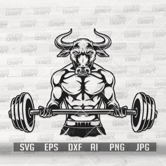 Bull Body Builder Svg Weight Lifter Clipart Muscle Man Cut - Etsy