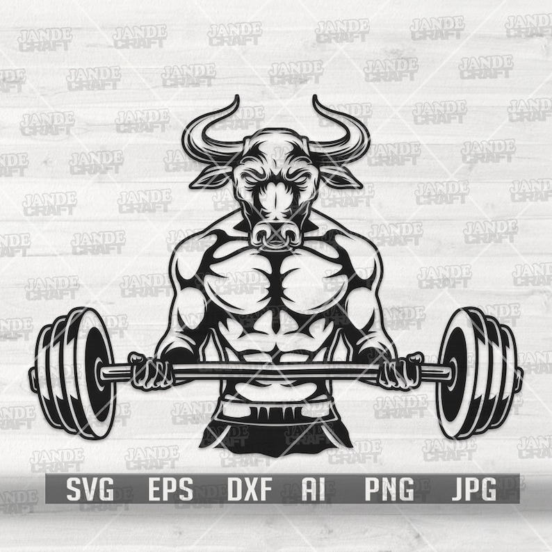 Bull Body Builder Svg Weight Lifter Clipart Muscle Man Cut - Etsy