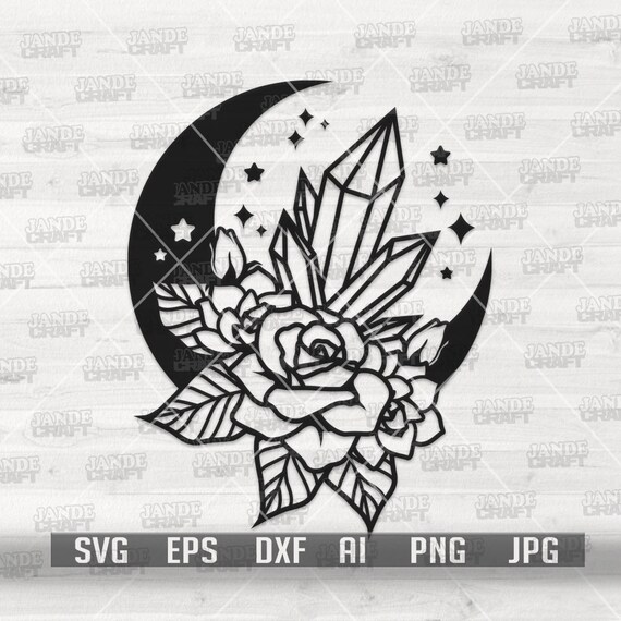 Celestial Moon and Crystals Svg Celestials Svg Moon and | Etsy