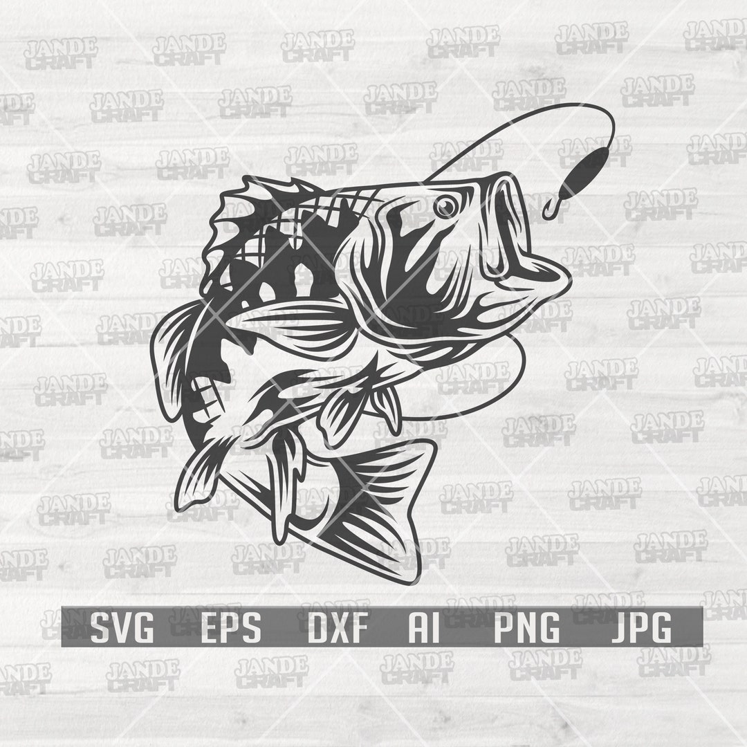 Bass Fishing Svg | Bass Fish Svg | Fishing Cutfile | Fishing Clipart ...