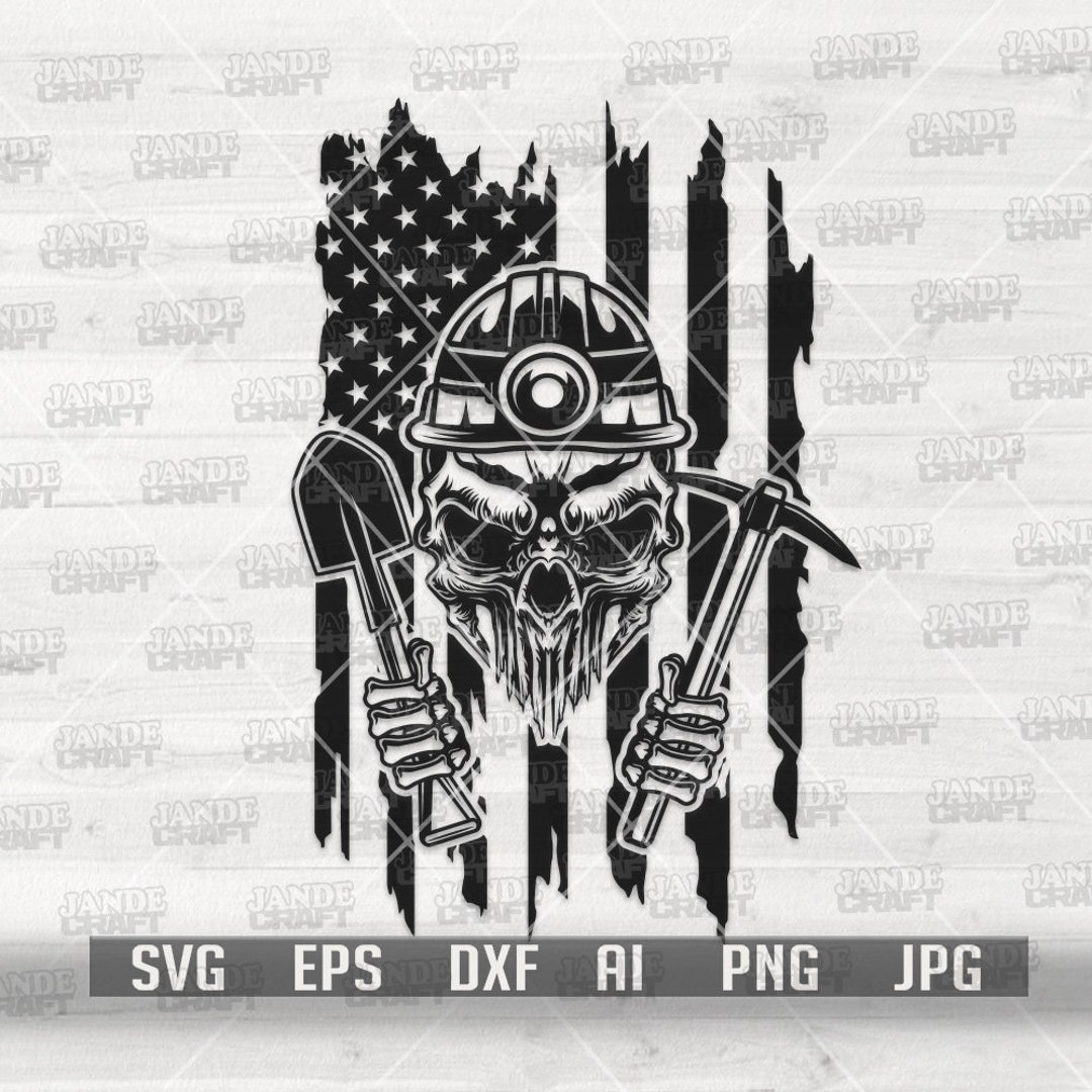 US Mining Skull Svg | Miner Dad Gift Idea | Mining T-shirt Png | Hard ...