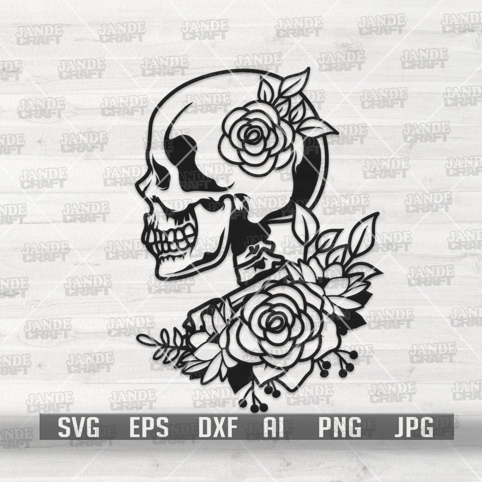 Floral Skull Svg Skeleton Cut File Flower Skeletal Cut - Etsy