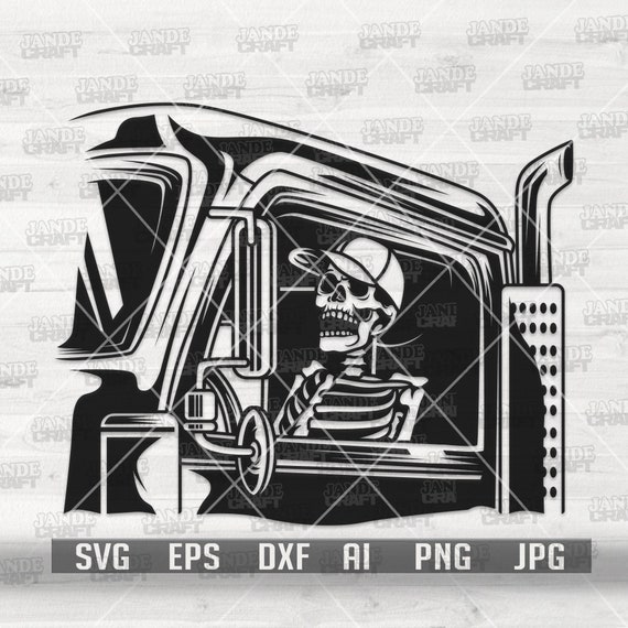 Truck Driver Skull Svg Skilled Driving Clipart 10 Wheeler - Etsy