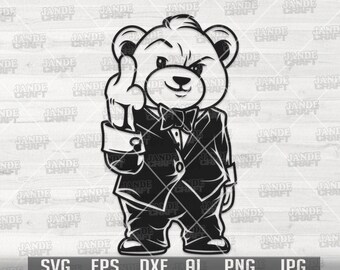 Gangster Middle Finger Teddy Svg Hipster Bear Cutfile - Etsy Australia