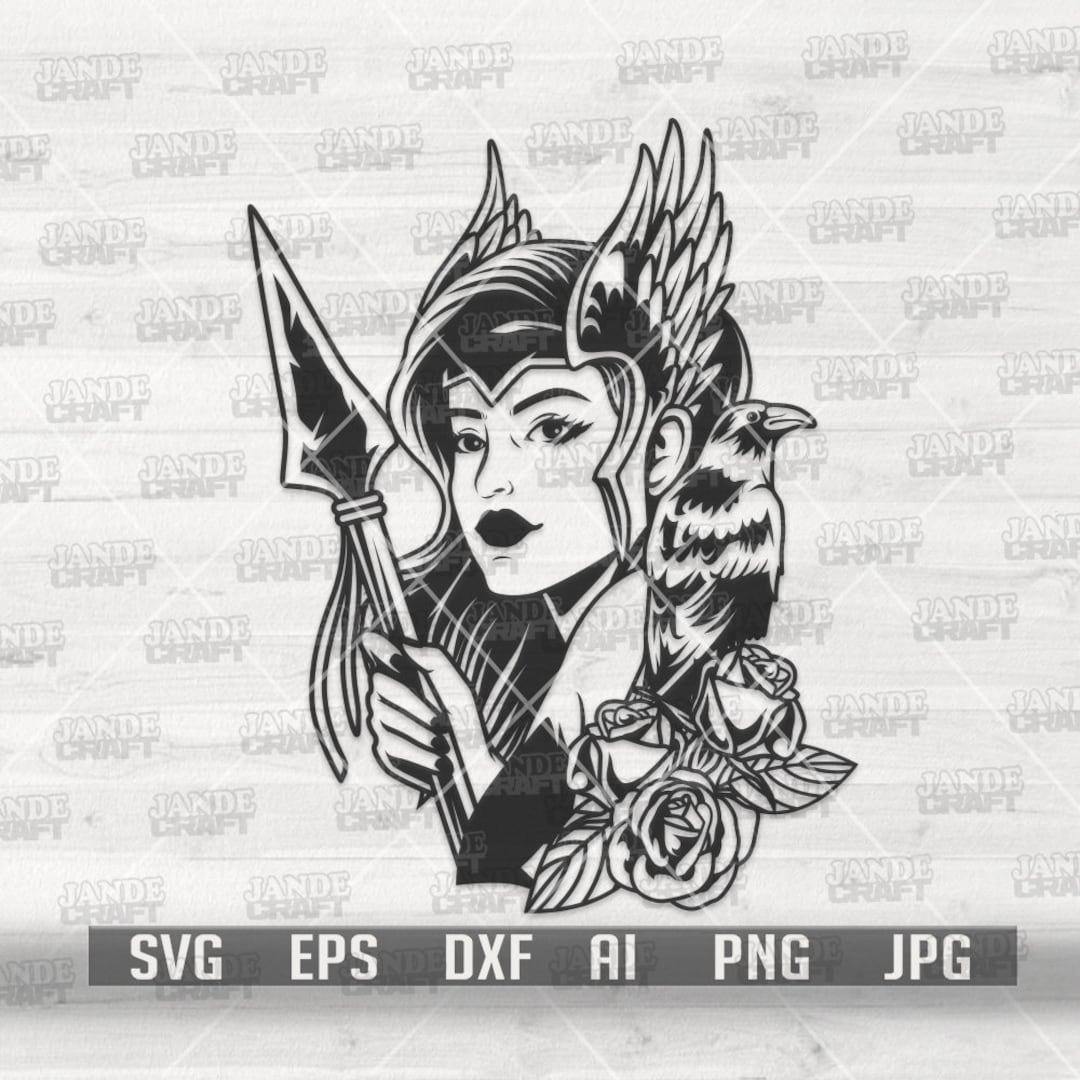 Valkyrie Svg Lady Warrior Cutfile Girl Soldier Clipart Fighter Woman ...