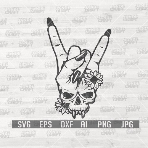 Rockers Skull Svg/ Rock N Roll Hand Sign Svg / Skull Rocker - Etsy