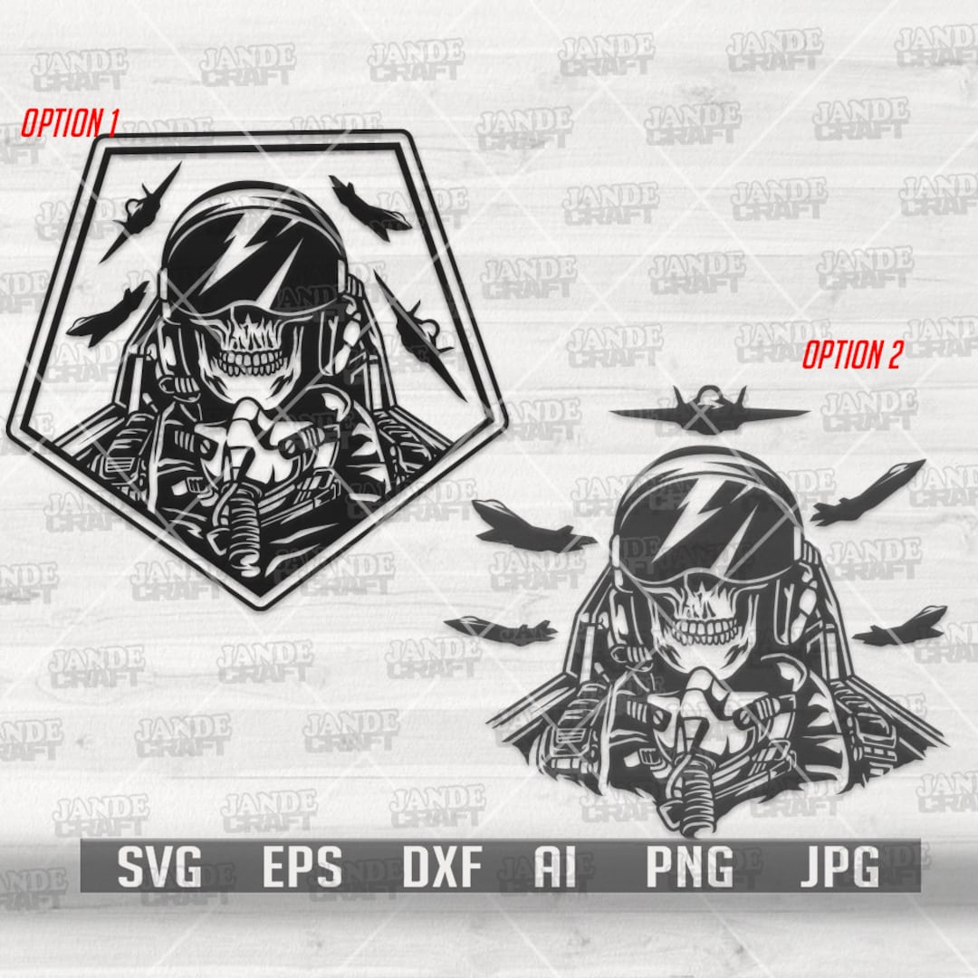Air Force Pilot Skull Svg | Flight Soldier Clipart | Veteran Dad ...