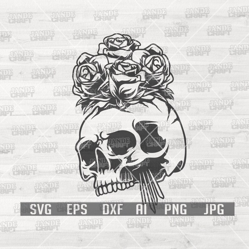 Skull Roses Svg Roses Svg Skull Clipart Skull Svg - Etsy