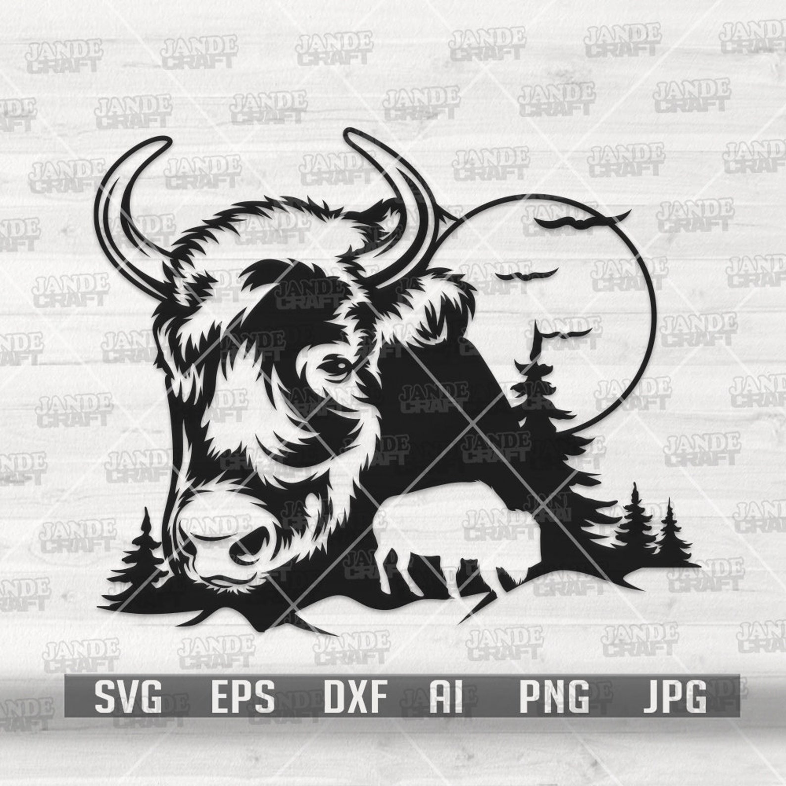 Buffalo Outdoor Scene Svg | Buffalo Clipart | Buffalo Cutfile | Wild ...