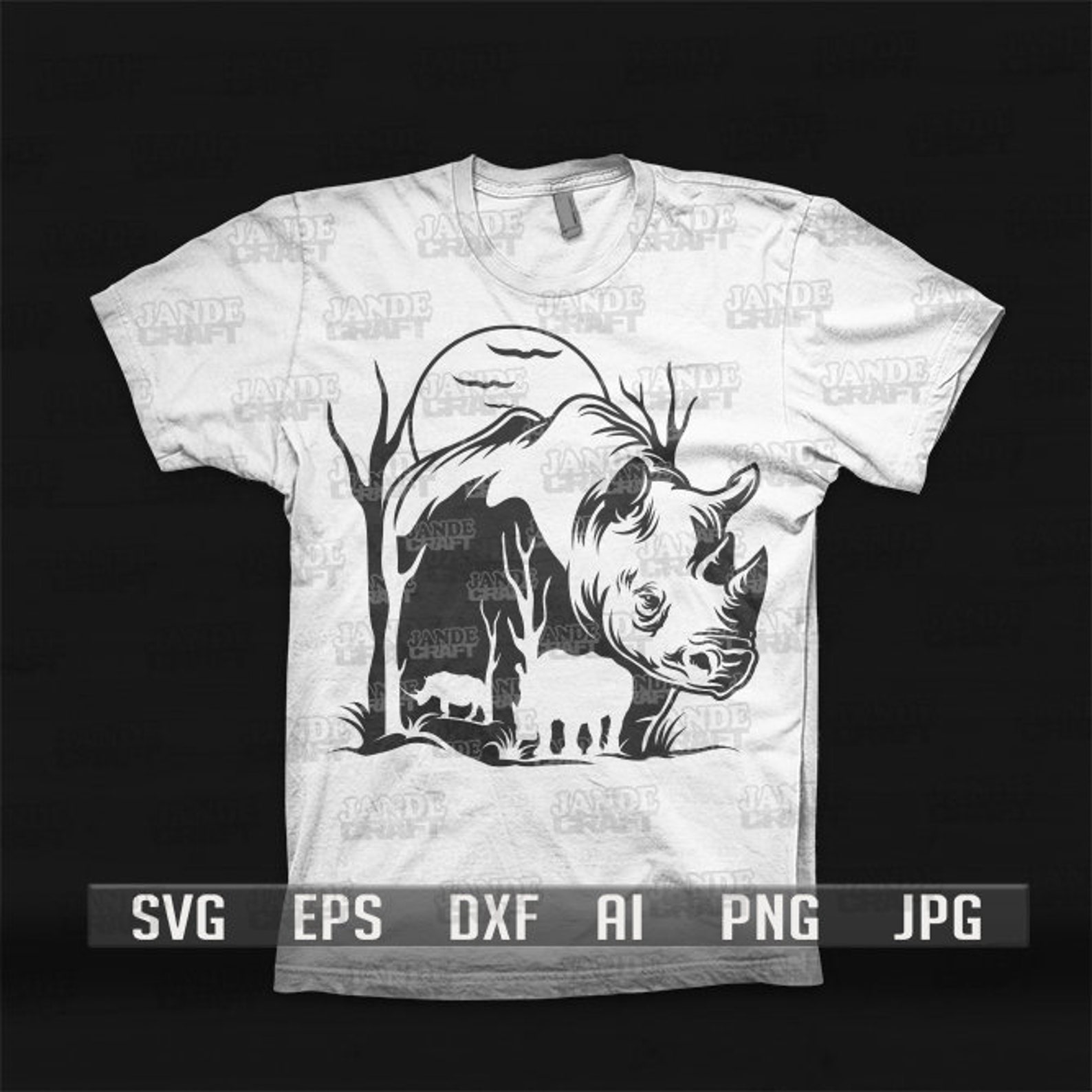 Rhino Scene Svg Rhino Stencil Rhinoceros Svg Rhino - Etsy