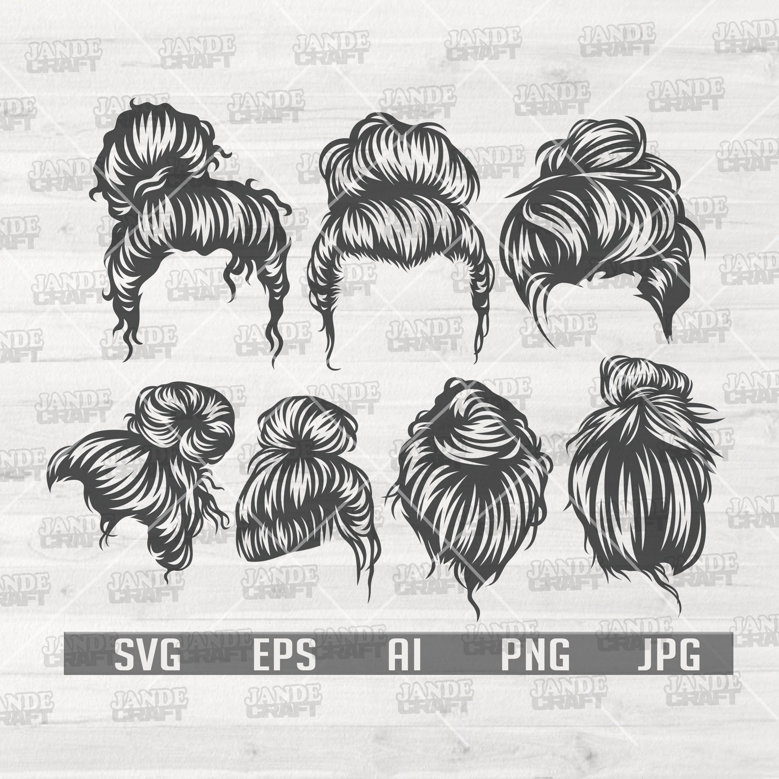 7 Bun Hairs Bundles Messy Hairs Svg Messy Hair Bundle - Etsy