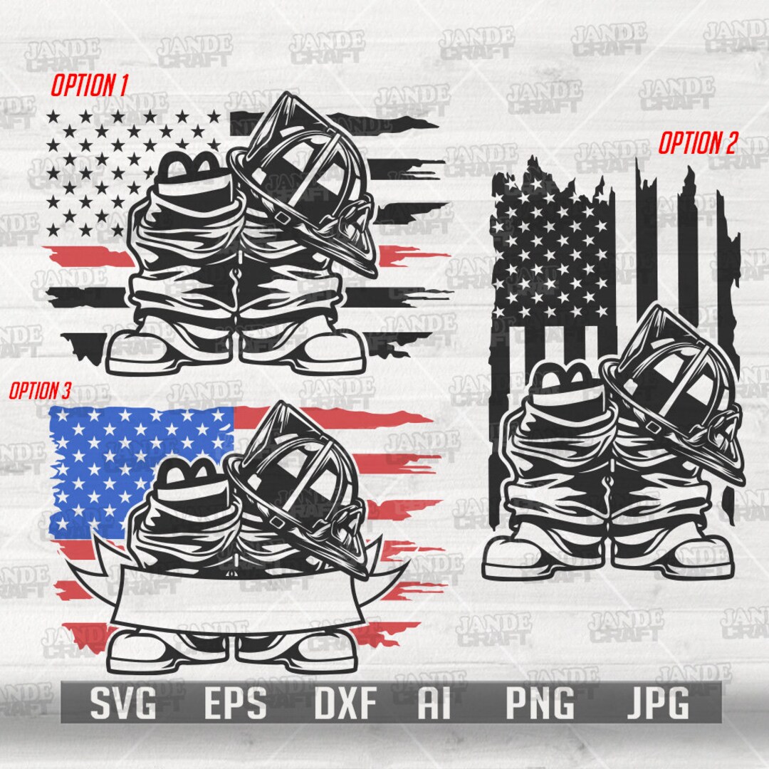 US Firefighter Svg | USA Fireman Clipart | Fire Fighter Boots Dxf ...