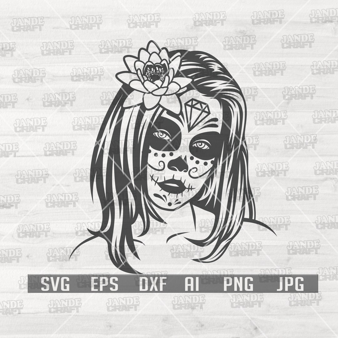 Sugar Skull Svg | Lady Dead Svg | Sugar Skull Clipart | Sugar Skull ...