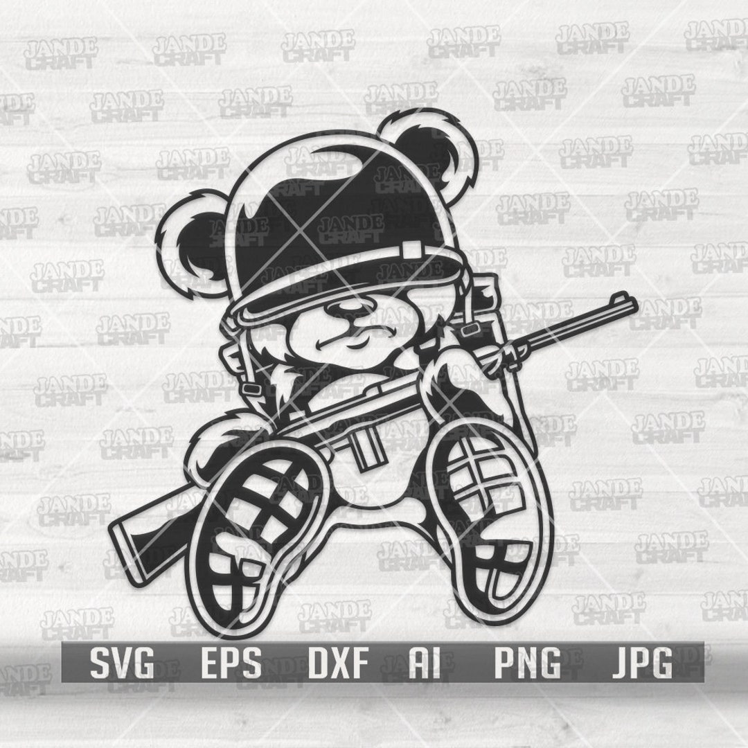 Soldier Teddy Bear Svg Military Animal Clipart Hipster Combat Bear Dxf ...
