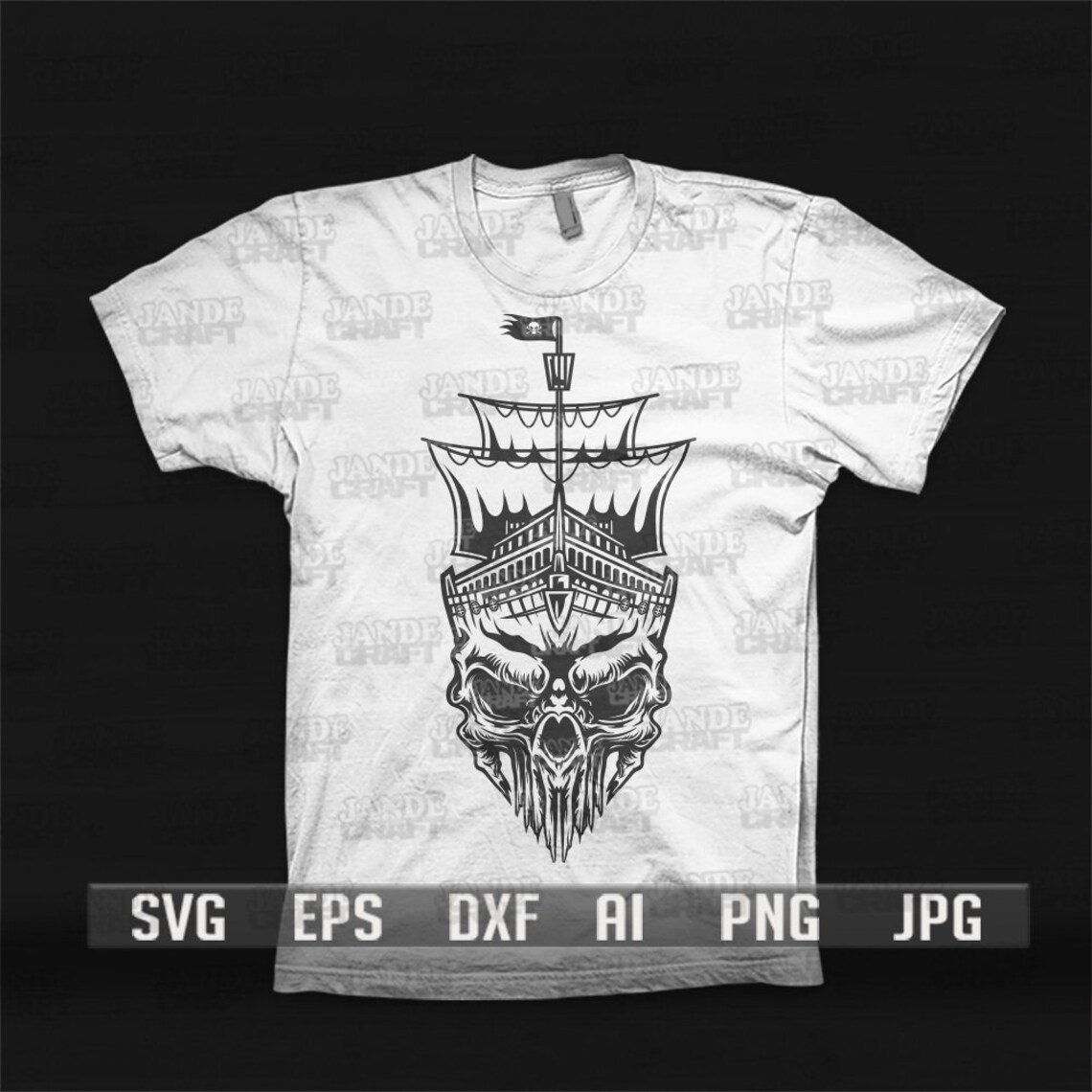 Pirate Ship Skull Svg Black Sailing Boat Clipart Skull - Etsy