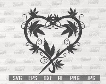 Cannabis Heart Svg | Etsy