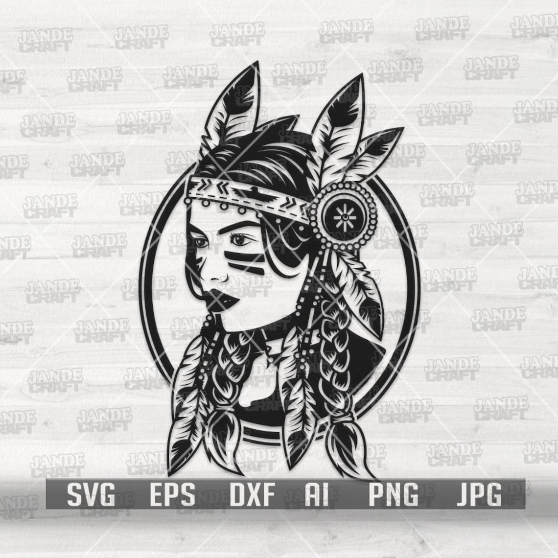 Native American Girl Svg Indian Woman Clipart Boho Feather - Etsy