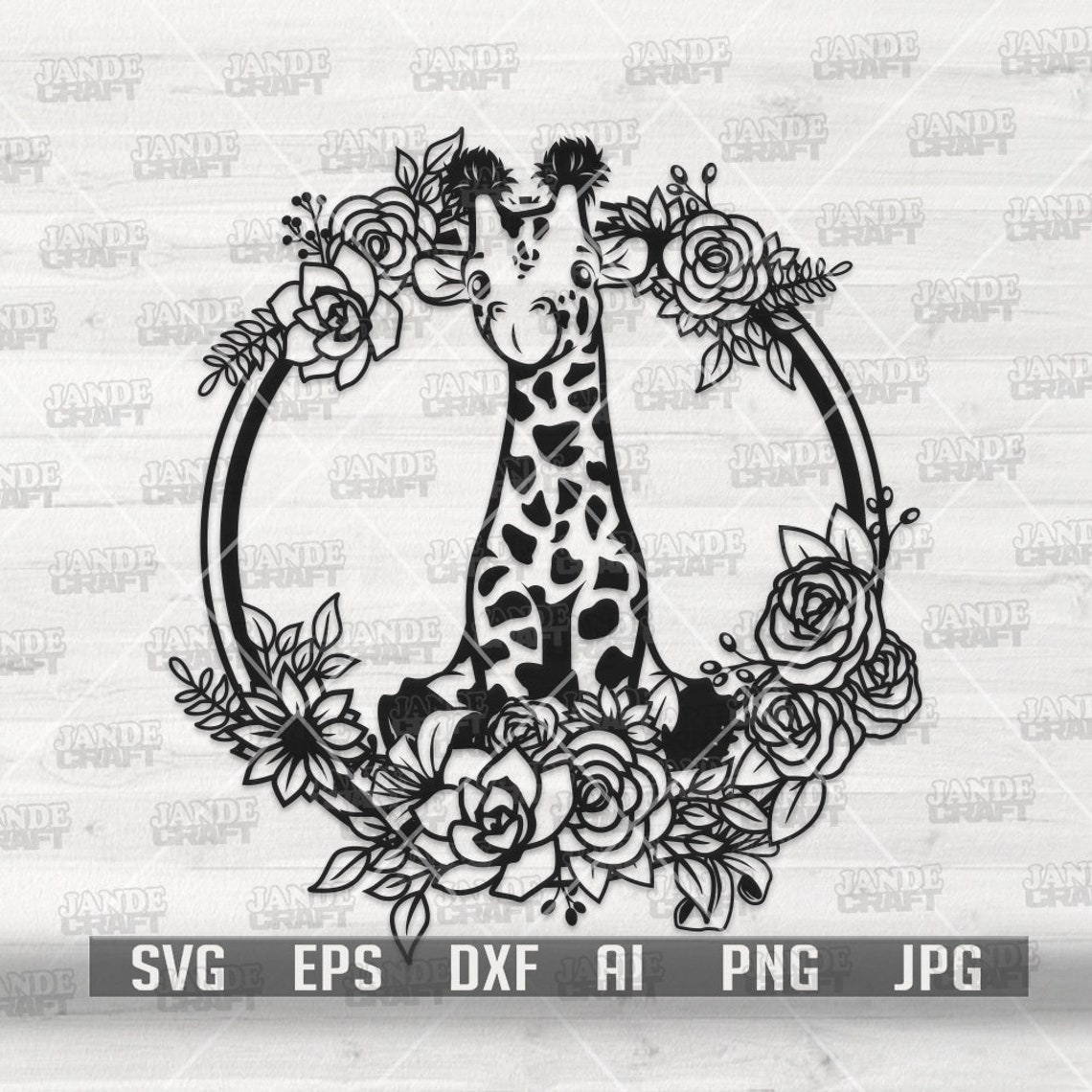Cute Giraffe Wreath Svg | Floral Animal Cut File | Flower Giraffe ...