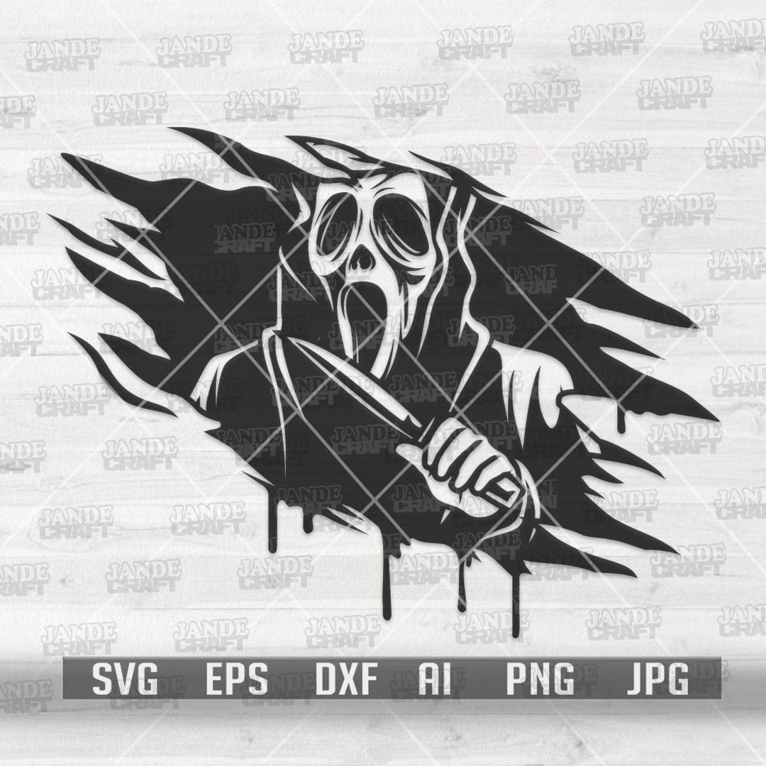 Scratch Horror Svg | Grim Reaper Clipart | Haunted Stencil | Happy ...