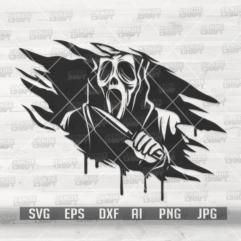 Scratch Horror Svg Grim Reaper Clipart Haunted Stencil - Etsy