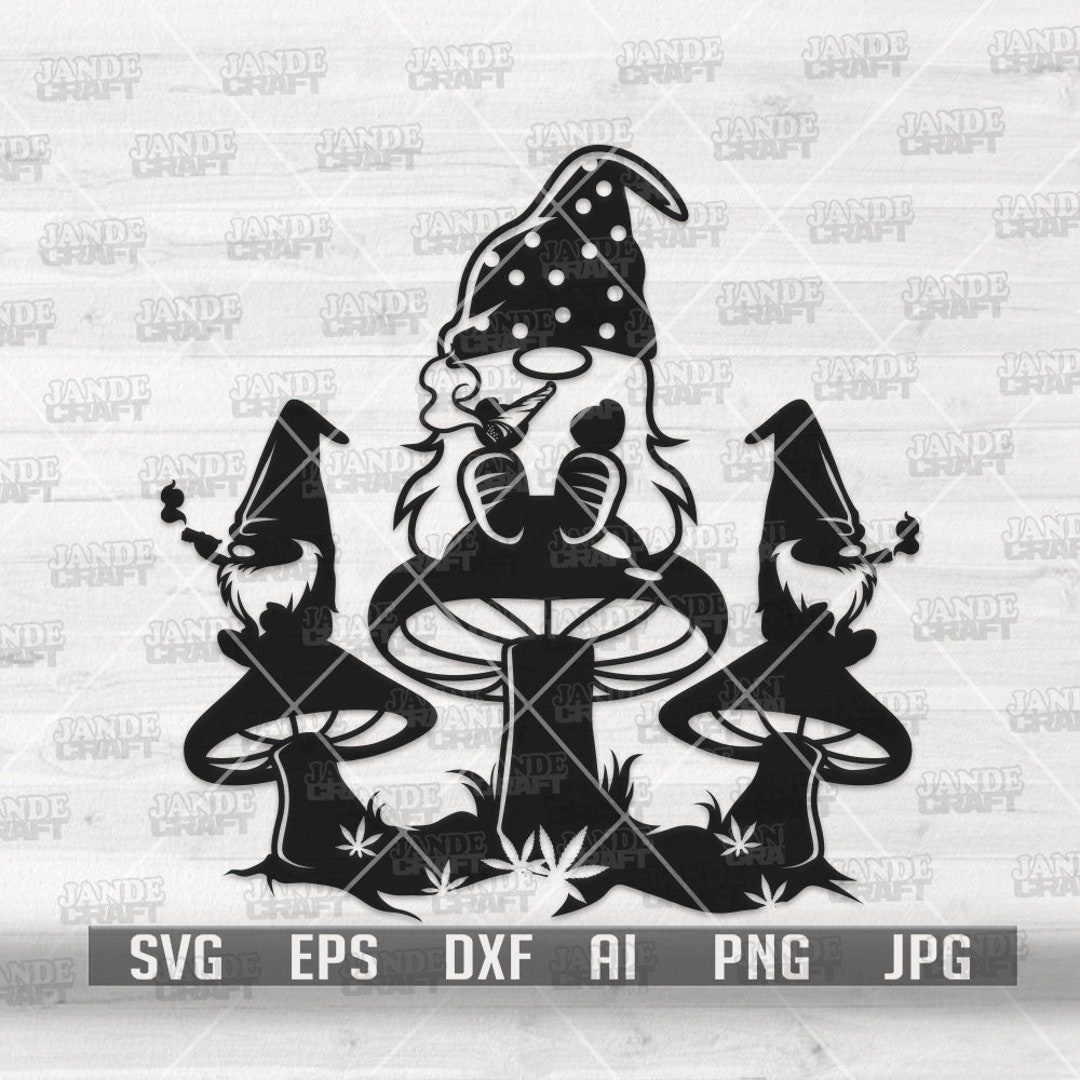 3 Gnomes Smoking Weed Svg | High Gnomes Clipart | Smoking Joint Cut ...