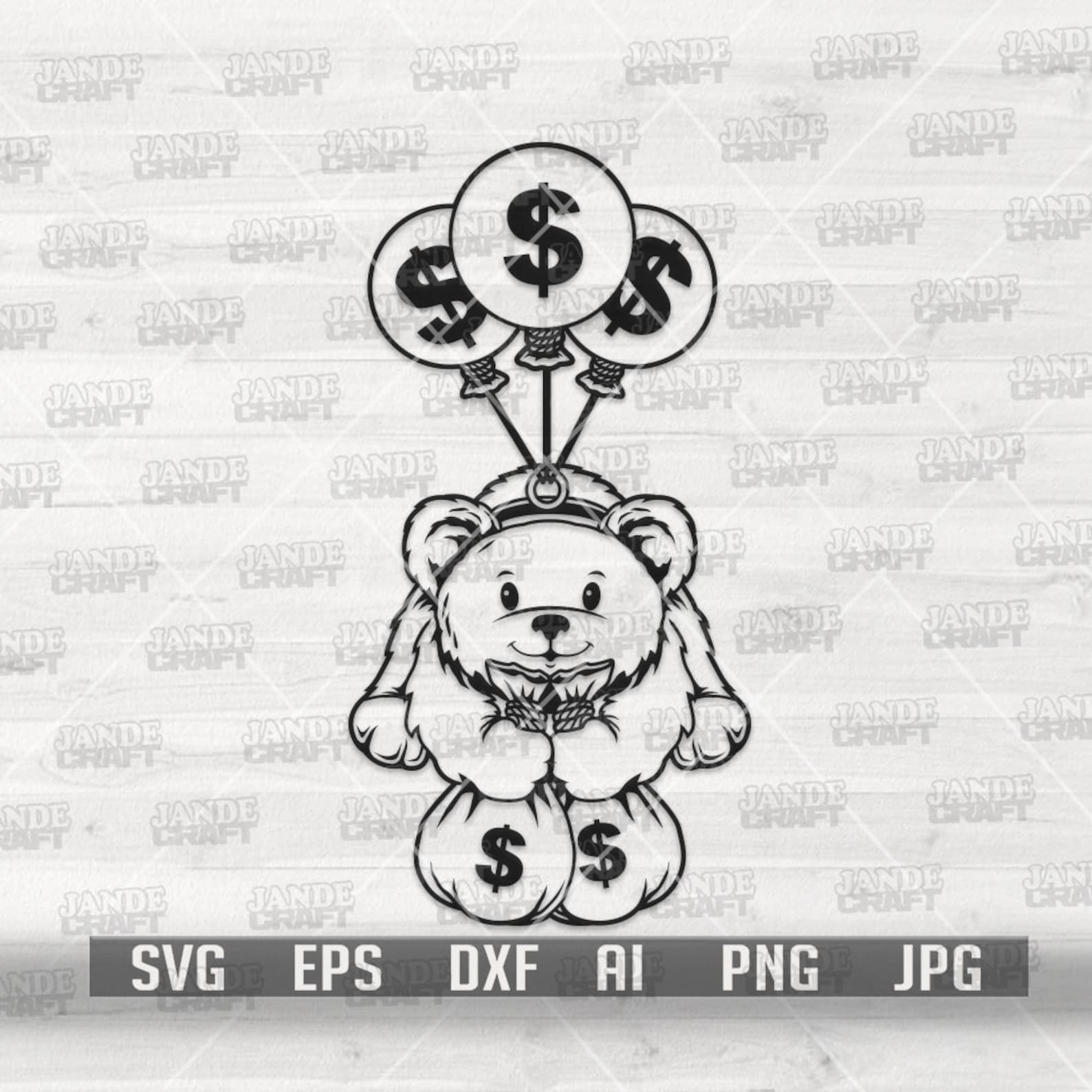 Teddy Bear With Moneybag Svg Hipster Teddy Clipart - Etsy