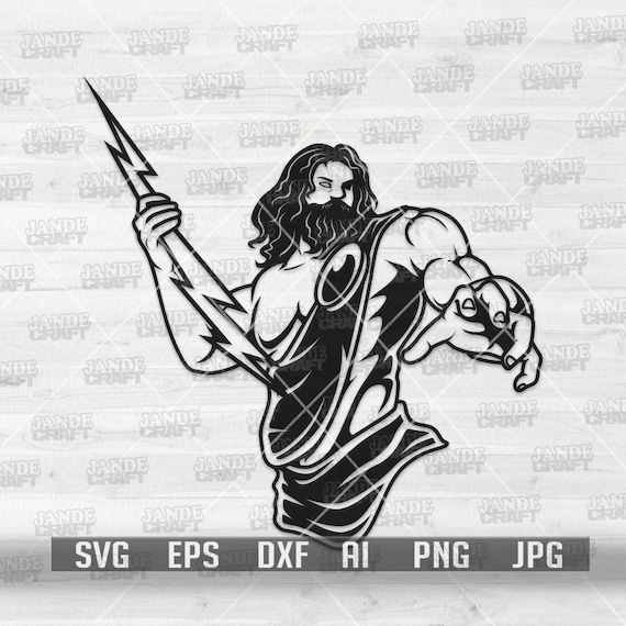 Masculine Man With Thunderbolt Svg Lighting Greek God | Etsy