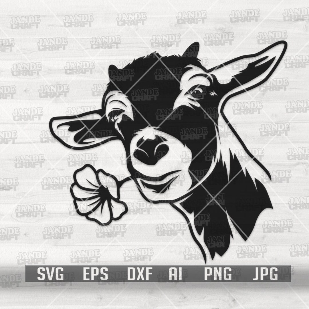 Winking Funny Goat Svg | Goat Clipart | Goat Stencil | Winking Goat Svg ...