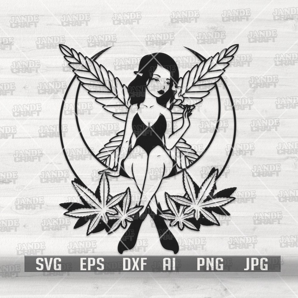 Weed Fairy Chilling on the Moon Svg Rasta Dope Fairy Clipart Marijuana ...