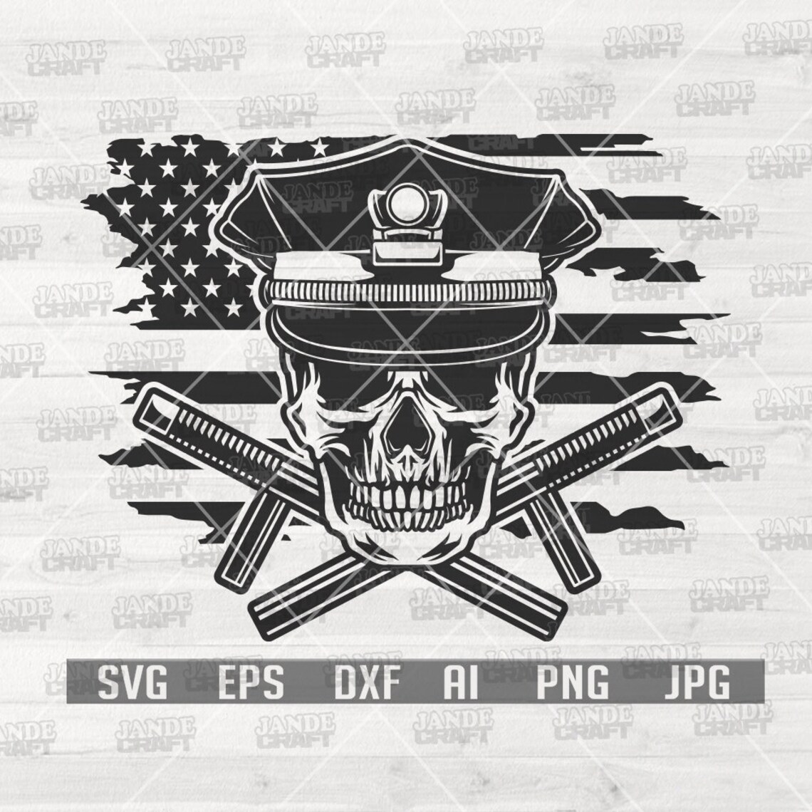 US Police Skull Svg | Blue Thin Line Svg | Police Clipart | Police ...