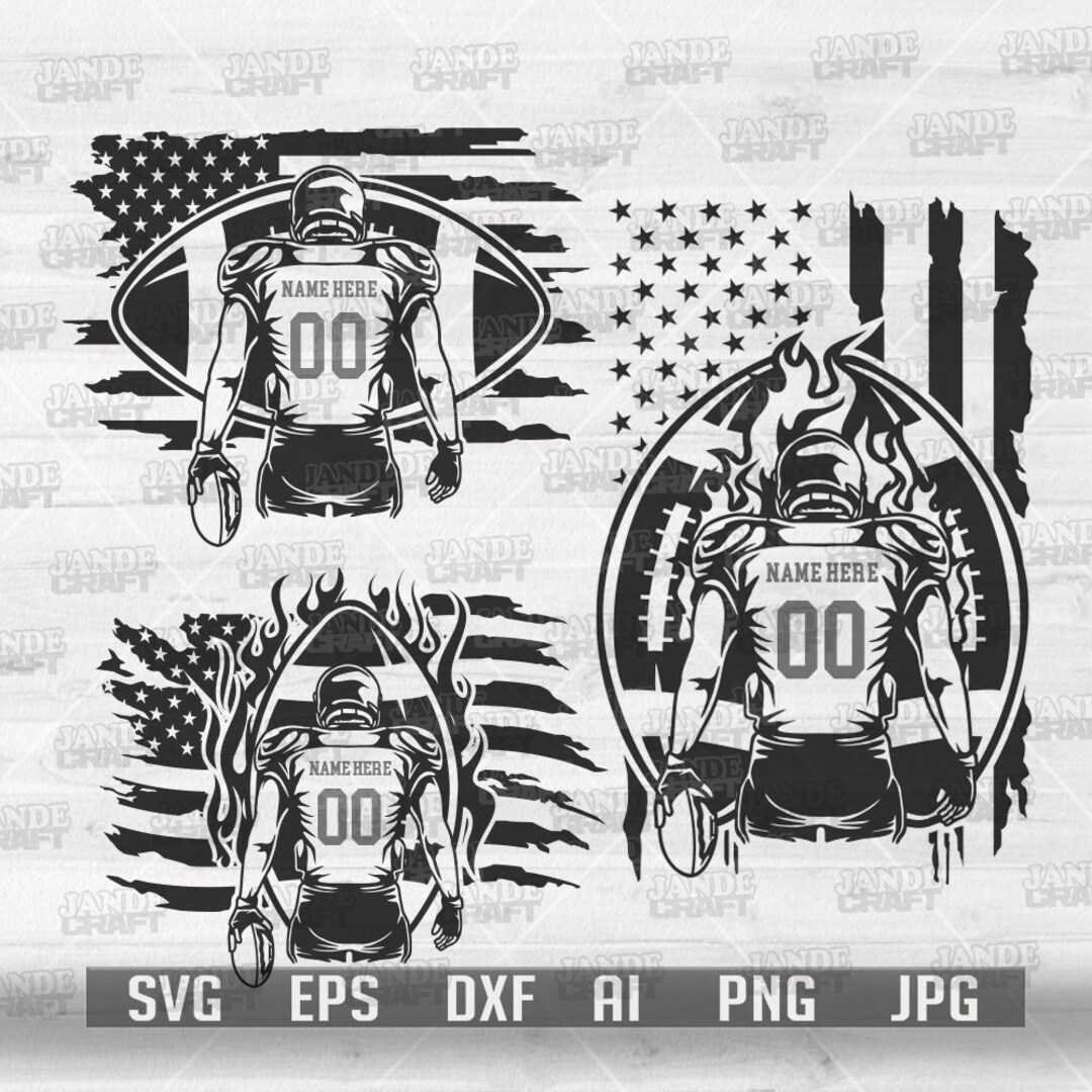 US Football Player Svg | Custom Name Clipart | Edit Jersey No Stencil ...