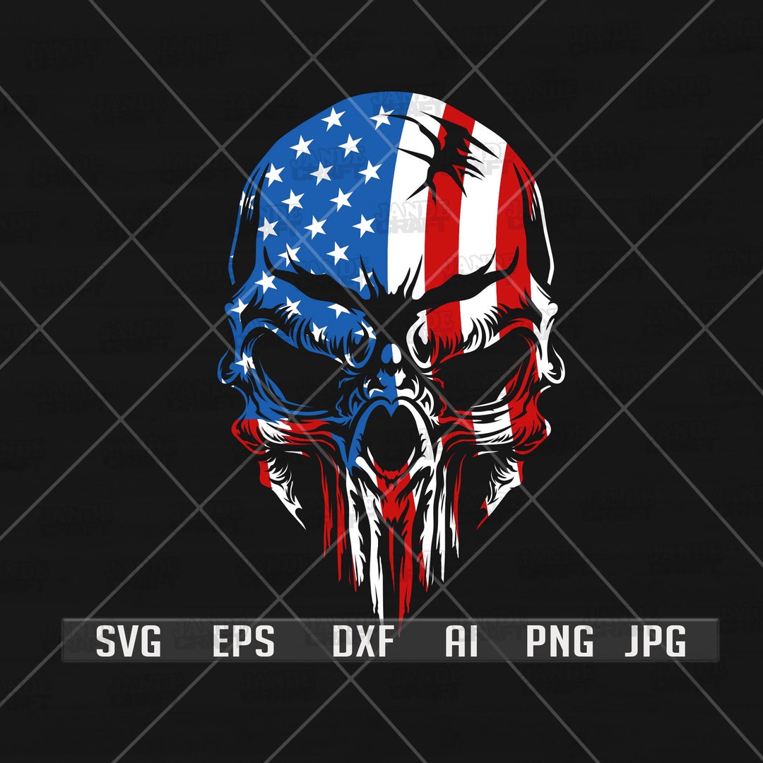 USA Skull Svg Skull Svg USA Flag Svg Skull Cut Files USA Flag Cut Files ...
