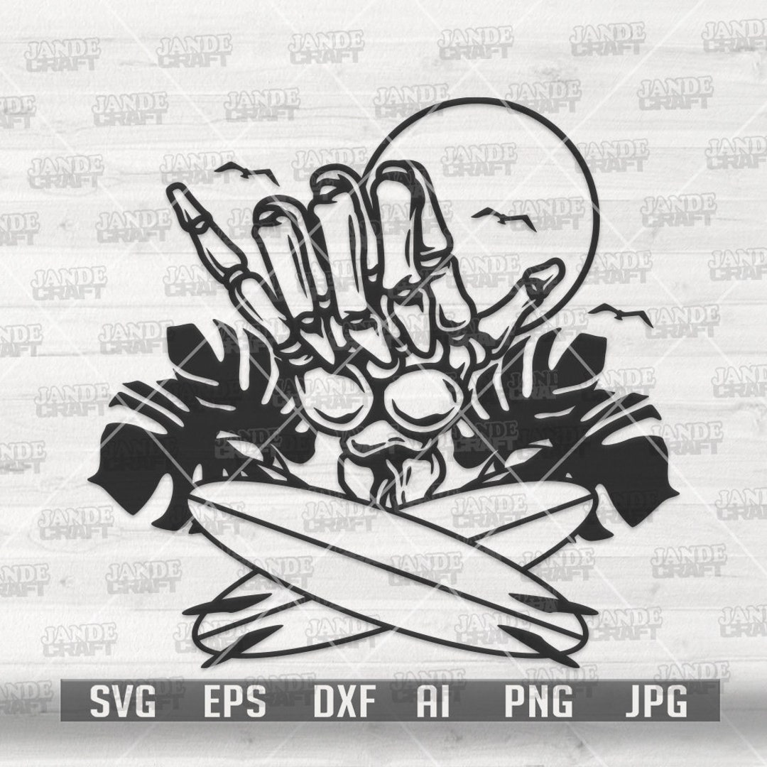 Surfing Hand Shaka Svg Hang Loose Clipart Tropical Ocean Waves Dxf ...