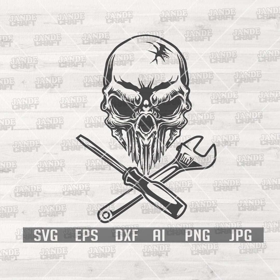 Skull Mechanic Svg | Mechanic Svg | Mechanic Cut Files | Mechanic Png ...