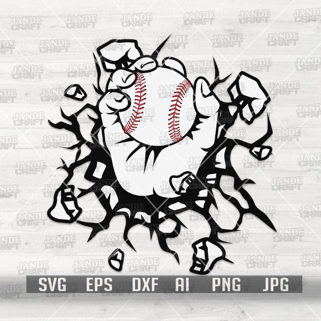 Baseball Svg | Smashed Wall Punch Clipart | Baseball Ball Cutfile ...