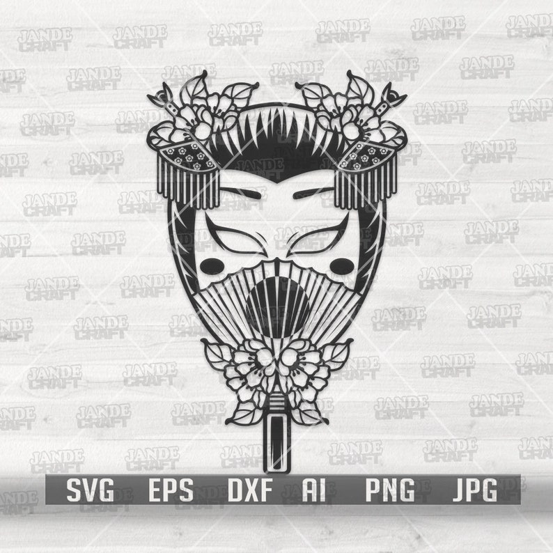 Geisha Japanese Mirror Svg Strong Figther Clipart Lady - Etsy